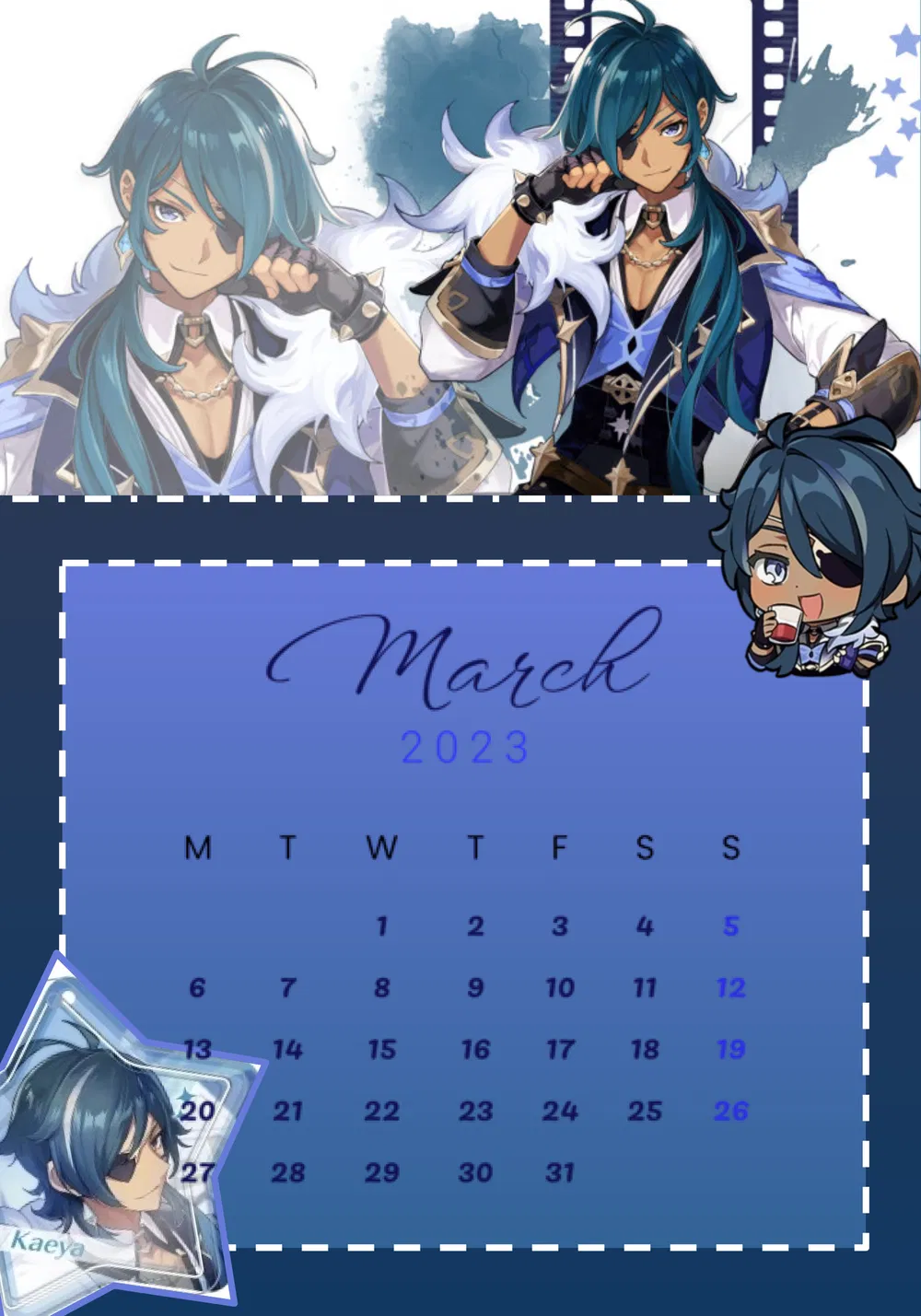 february and march kaeya calendars ! Genshin Impact | HoYoLAB