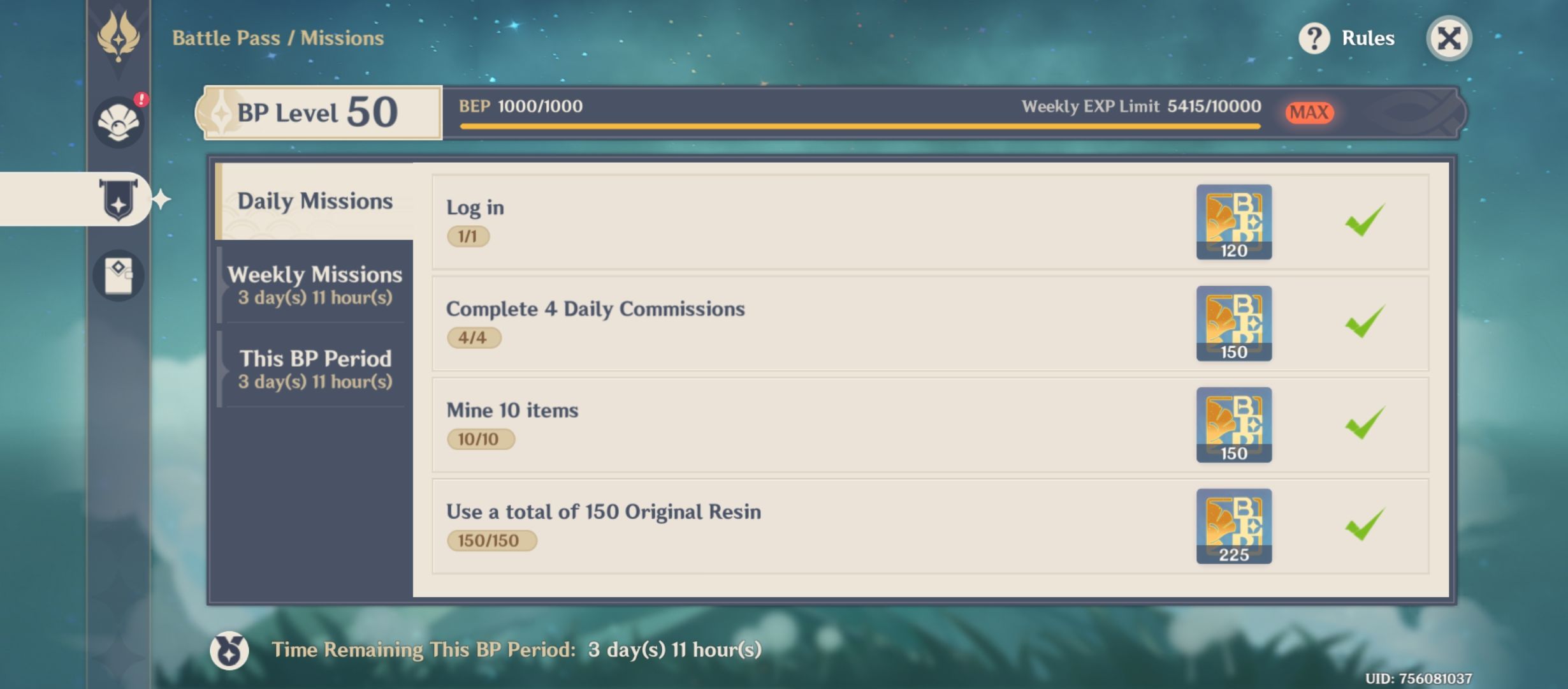 finally reached bp lvl 50!!!!! Genshin Impact | HoYoLAB