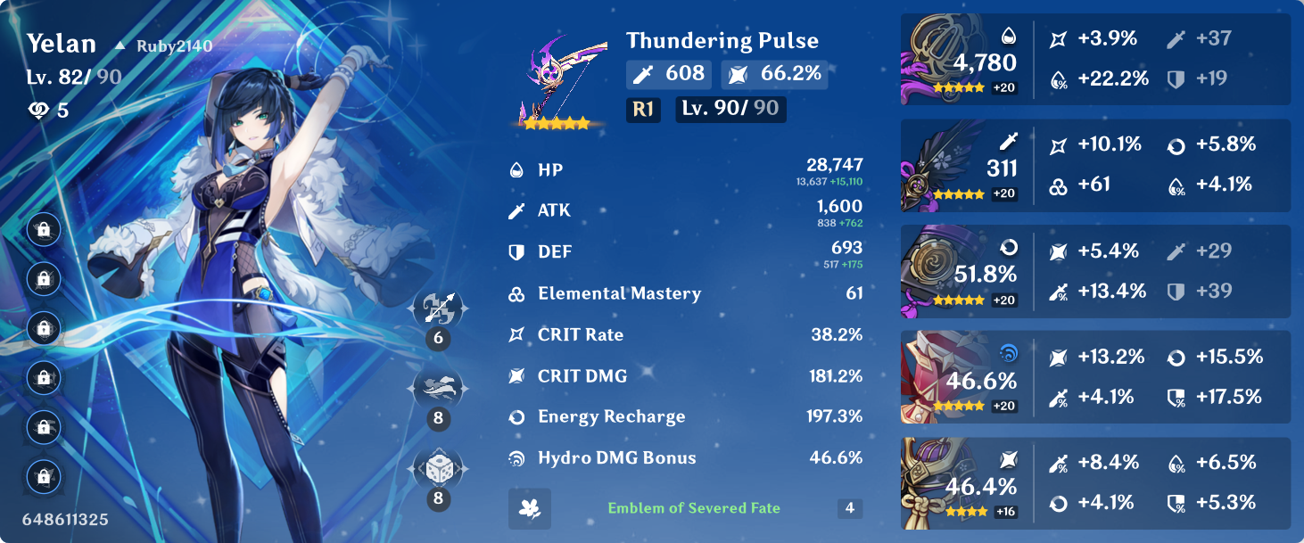 Updated Yelan build (and my Xingqiu’s build) Genshin Impact | HoYoLAB