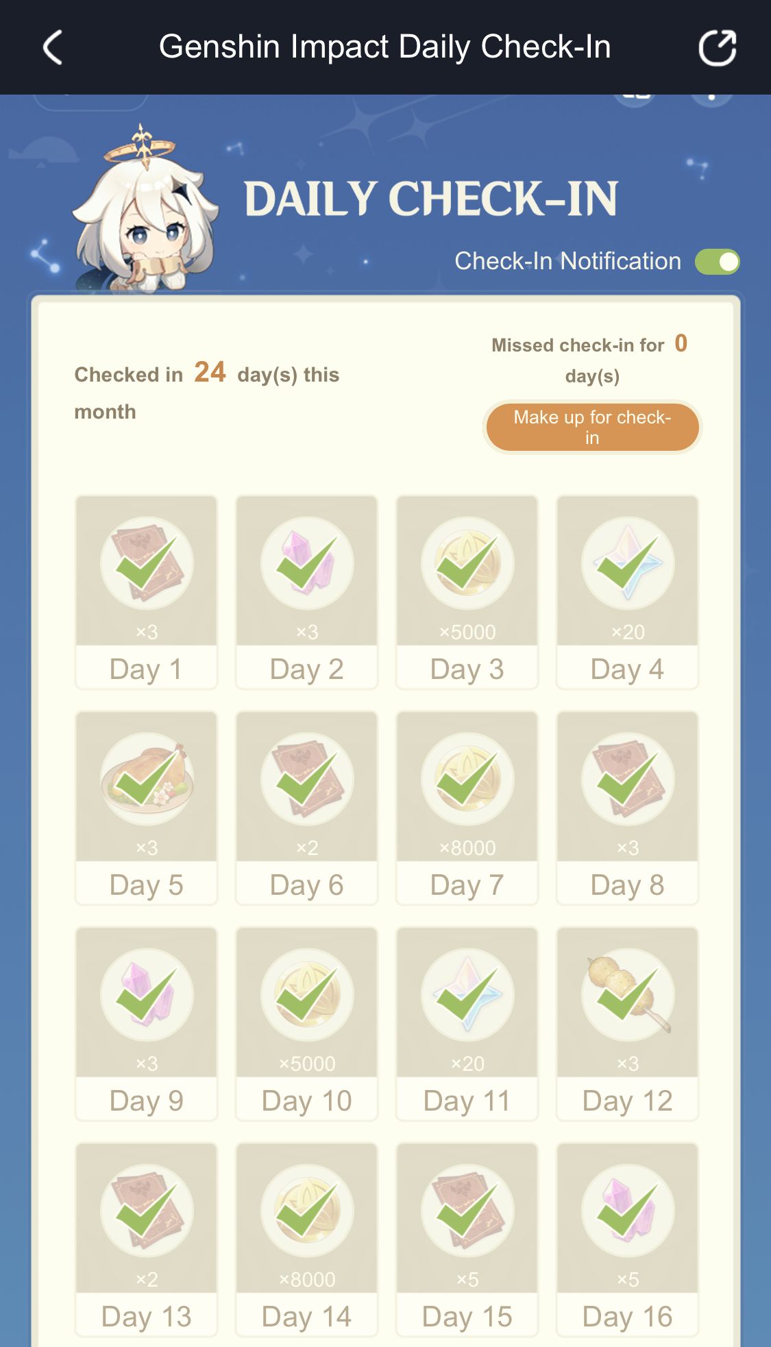 Daily Check In Genshin Impact | HoYoLAB
