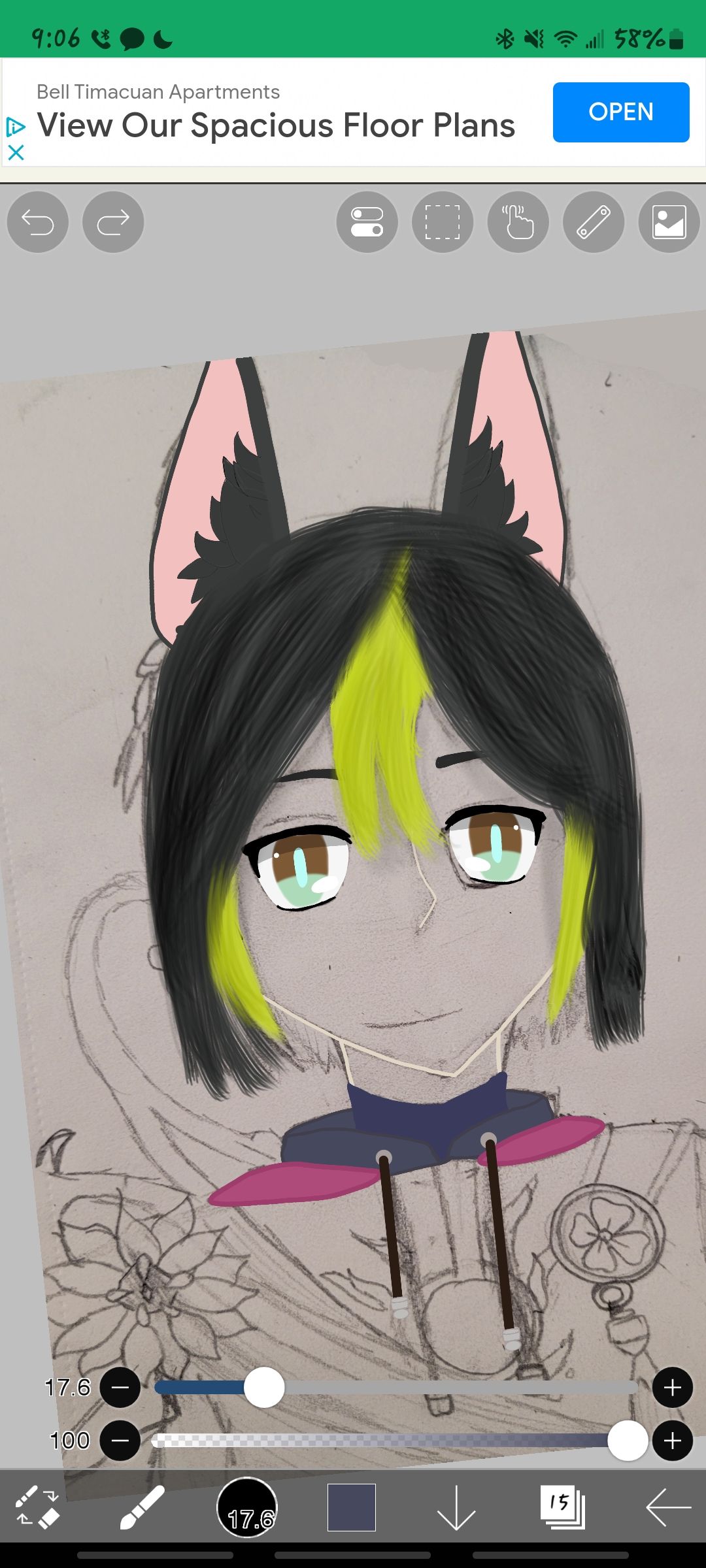 Digitally coloring my Tighnari drawing because I can't color for ...