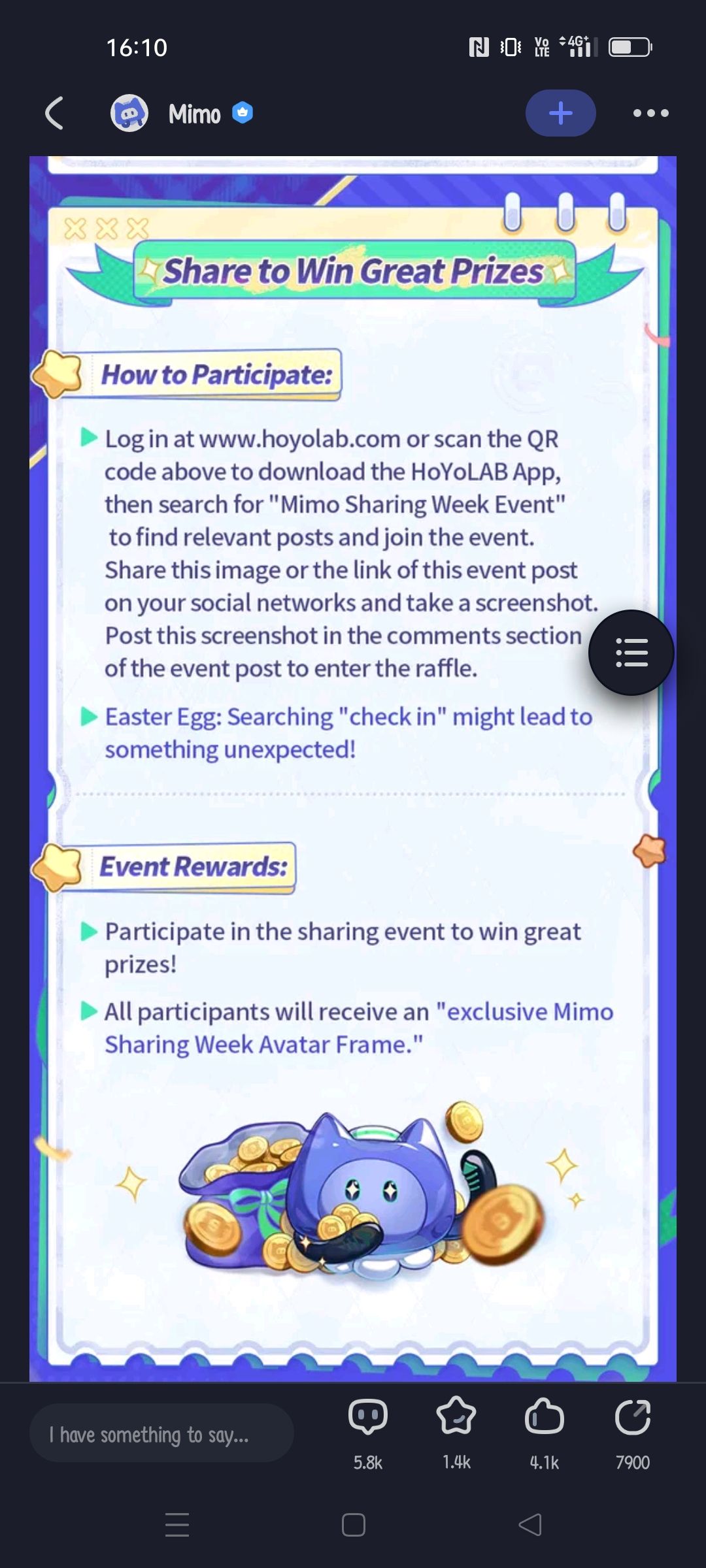 Mimo sharing week event! | HoYoLAB