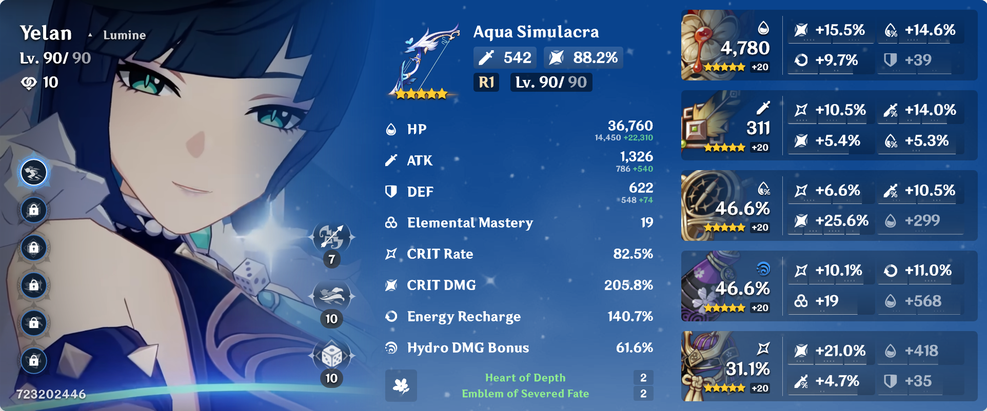 Upgraded and final Yelan build Genshin Impact | HoYoLAB