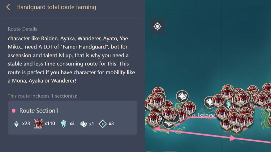 Handguard total route farm (Hoyolab interactive map) Genshin Impact ...
