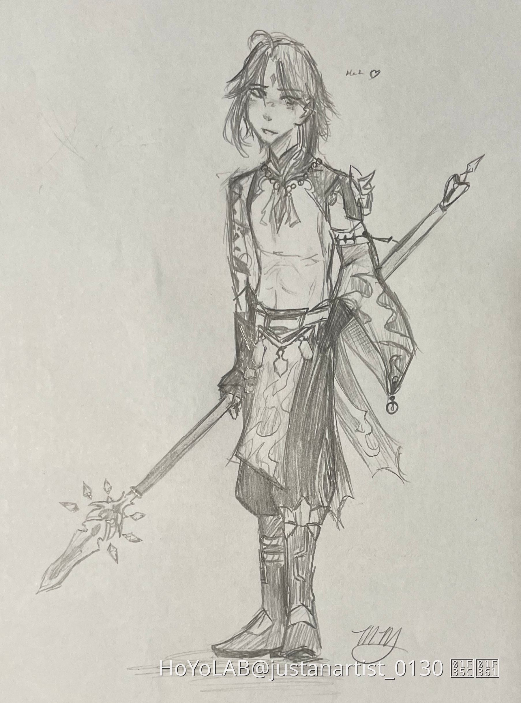 Xiao sketch I made in science class lol Genshin Impact | HoYoLAB