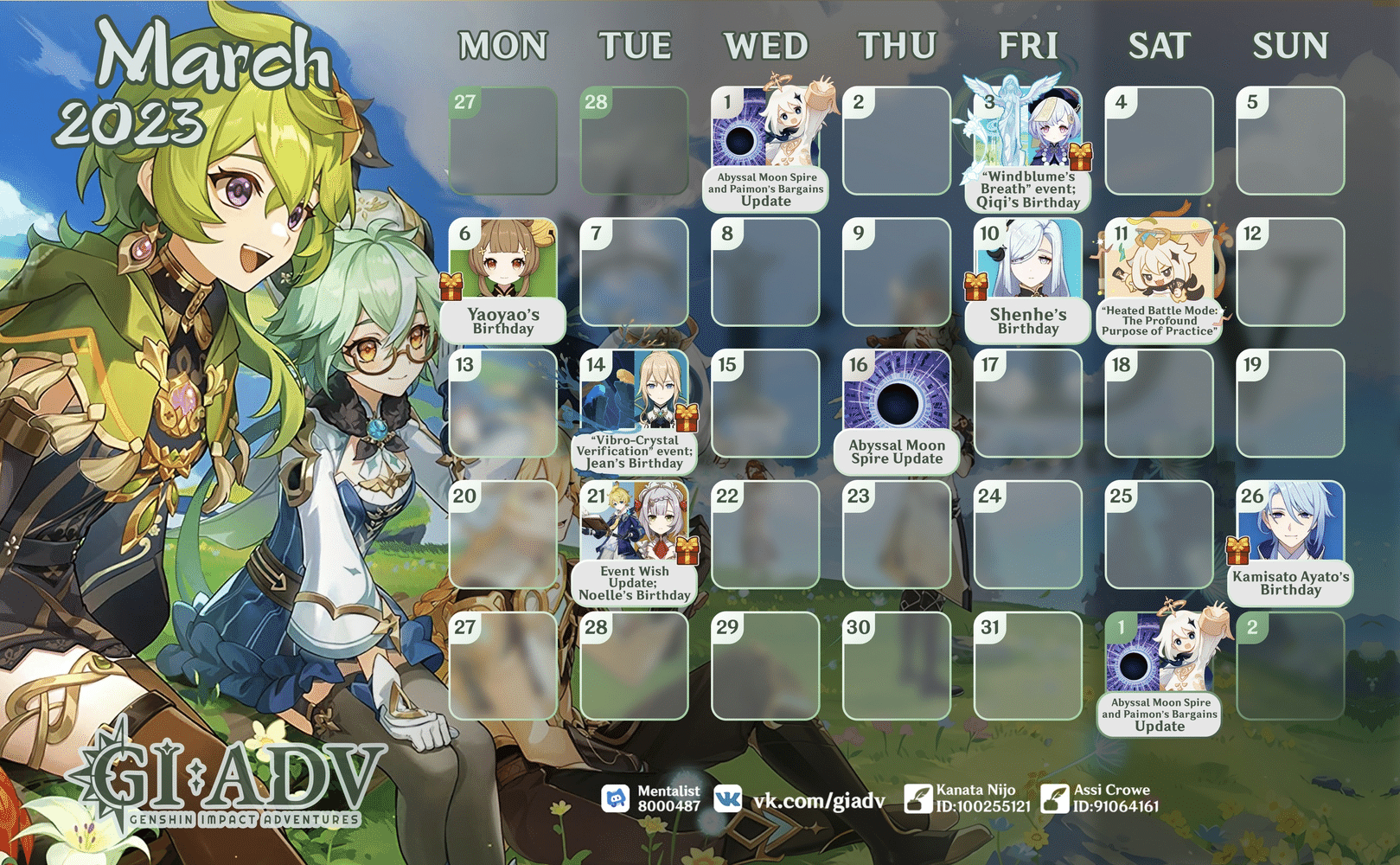 ☘In-game events calendar for March Genshin Impact | HoYoLAB