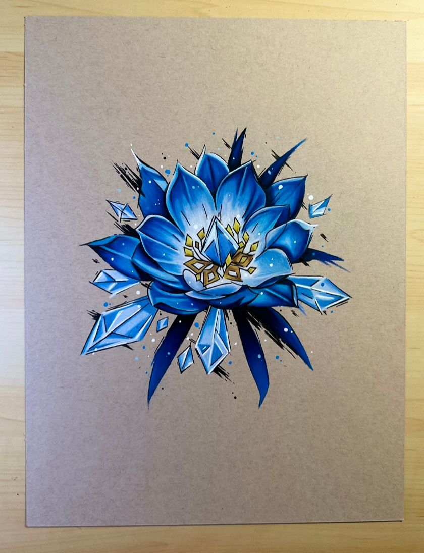 Cryo flower in colored pencil Genshin Impact | HoYoLAB