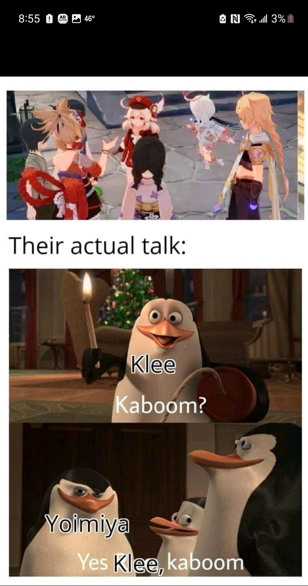 Klee & Yoimiya Penguins Meme Genshin Impact | HoYoLAB