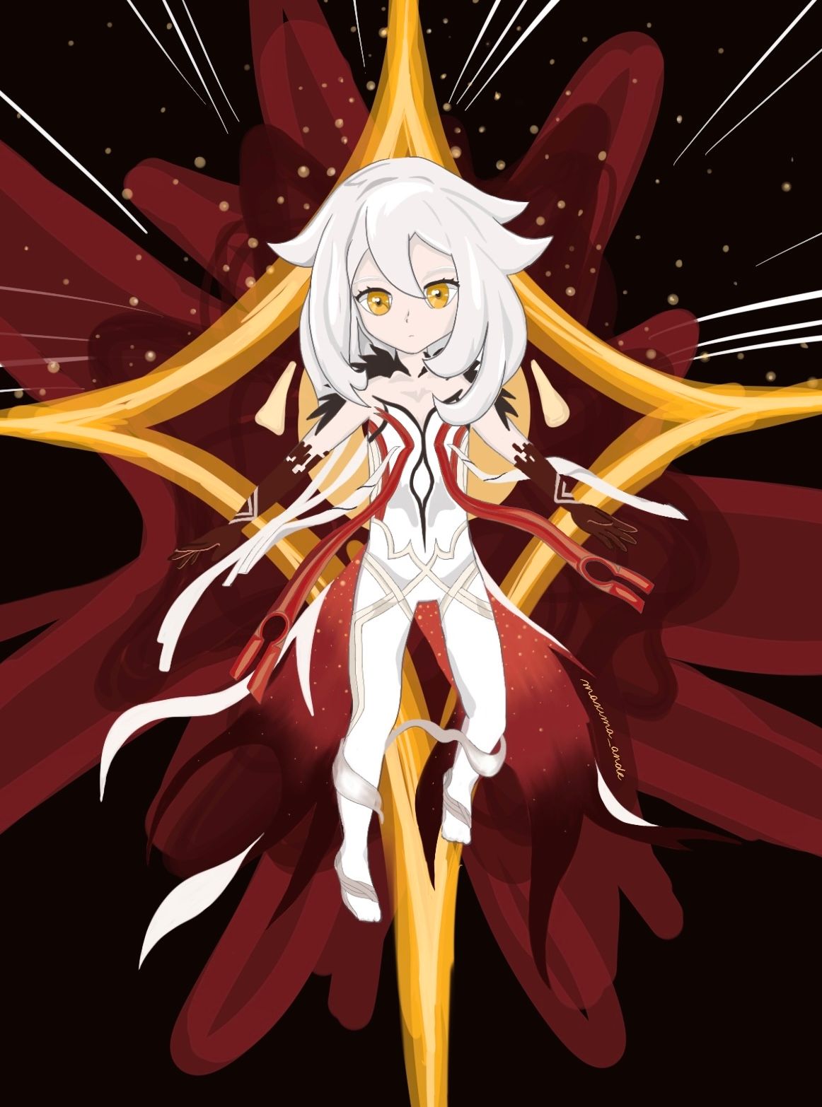 Paimon as the evil God that abducted your twin, drawing based on fan ...