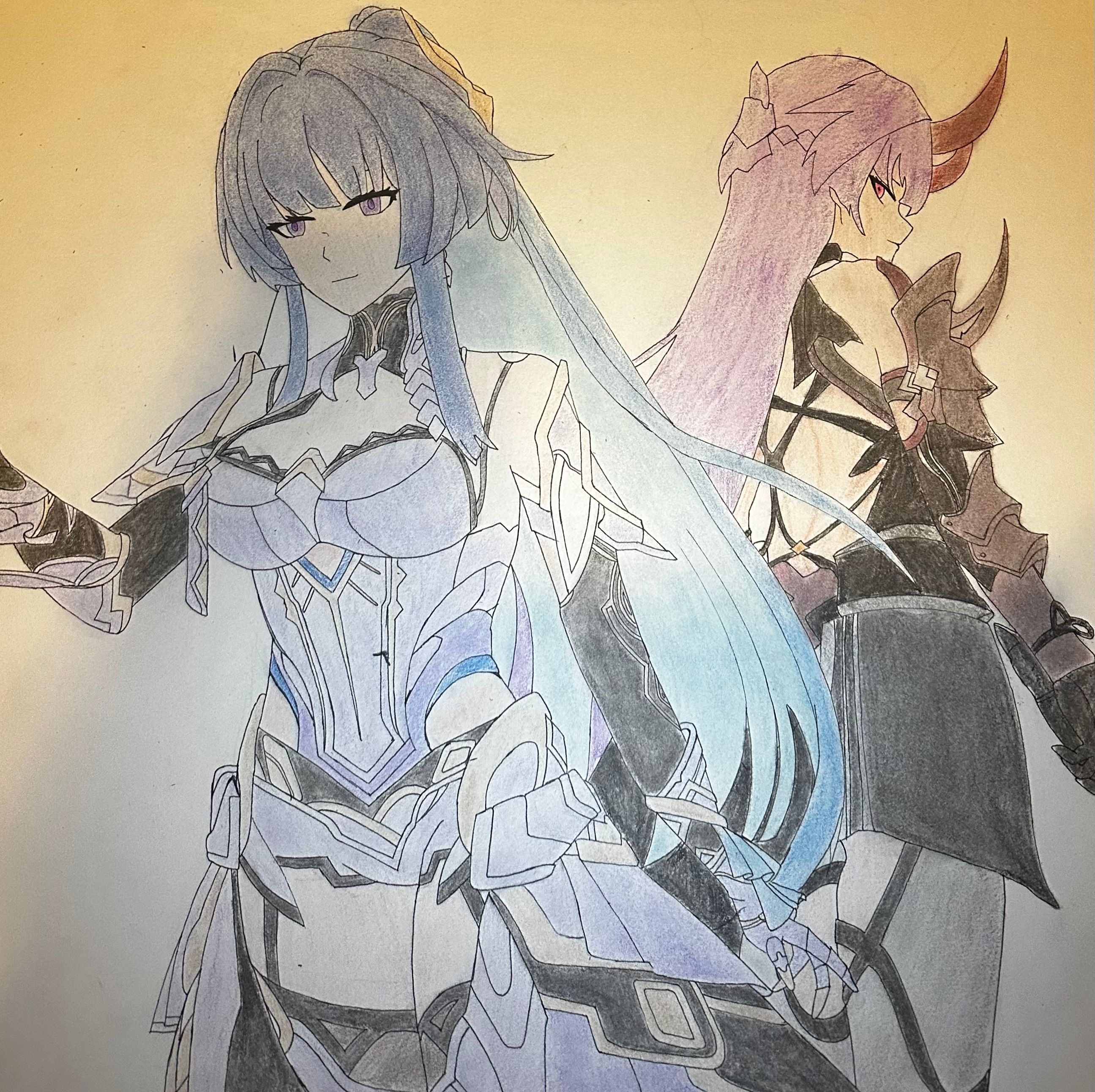 Pen and colored pencil Mei drawing Honkai Impact 3rd | HoYoLAB