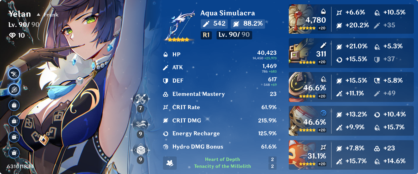 My Yelan build as a DPS Genshin Impact | HoYoLAB