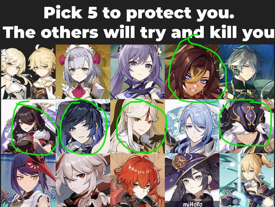 pick 5 to protect you! Genshin Impact | HoYoLAB