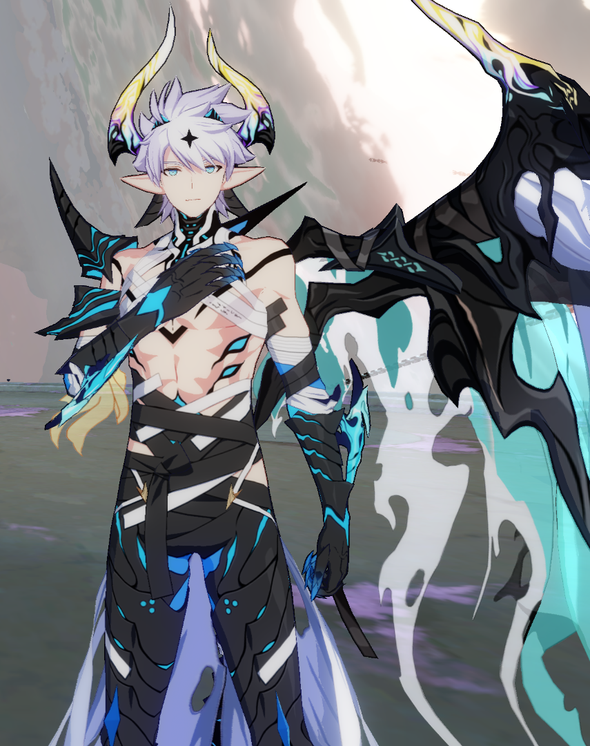 i just noticed that kebin ha a wittle ribbon in his form Honkai Impact ...