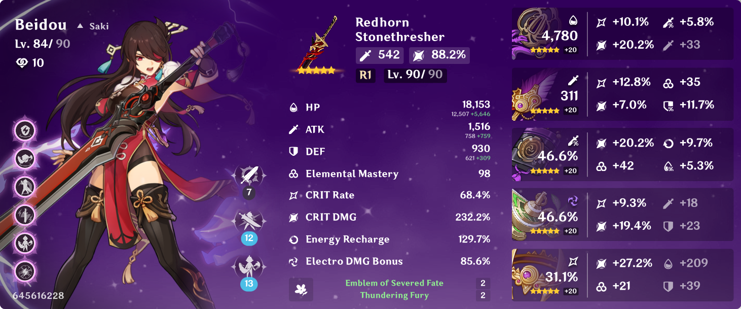 Rate my Beidou build Genshin Impact | HoYoLAB