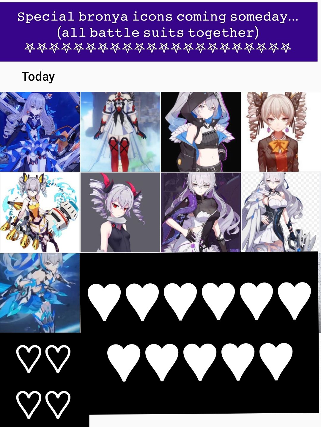 Special bronya battle suits icons coming some day!! Stay tuned!! Honkai ...