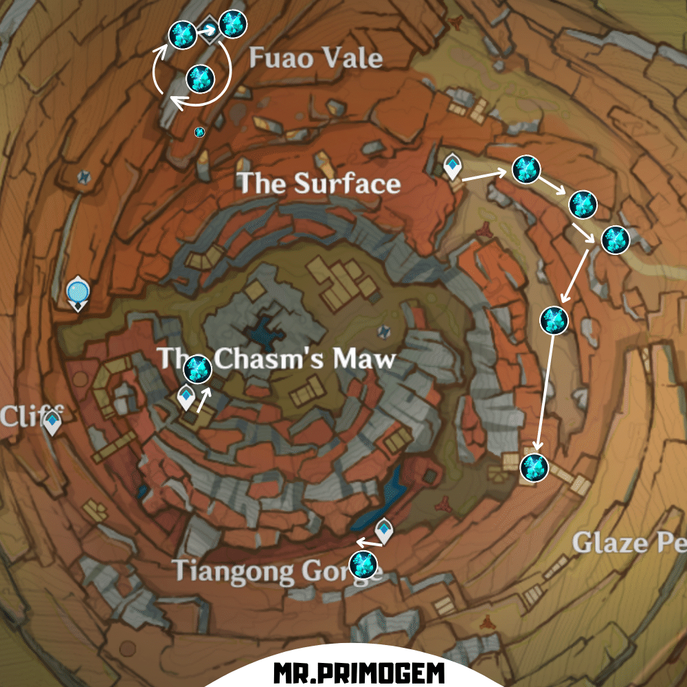 THE CHASM: SURFACE Best Crystal Chunk Farming Locations Genshin Impact ...