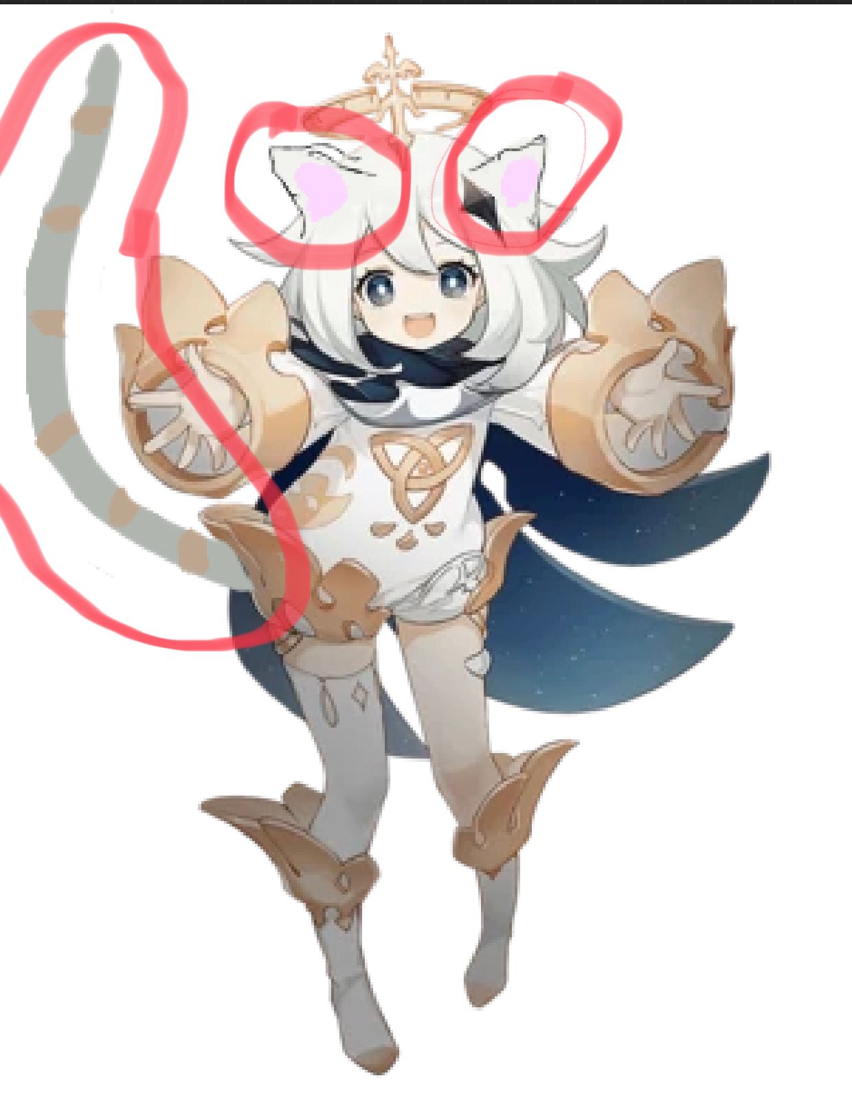 Paimon as a cat? (sry I was drawing with my fingers) Genshin Impact ...