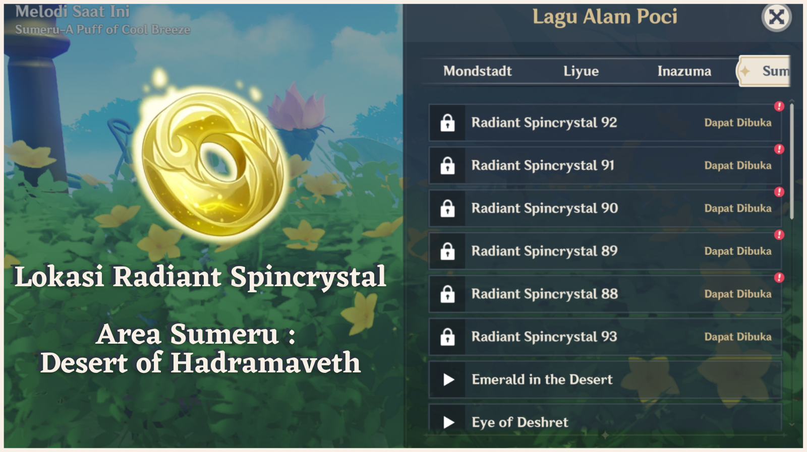Lokasi Radiant Spincrystal | Area Sumeru : Desert of Hadramaveth ...