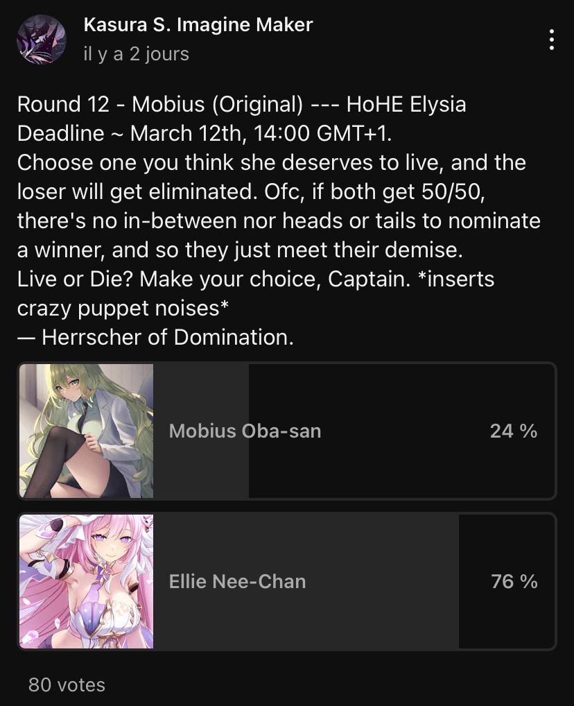Round 12 - Mobius Oba-chan vs. Ellie Nee-chan [VOTING CLOSED] Honkai Impact 3rd | HoYoLAB