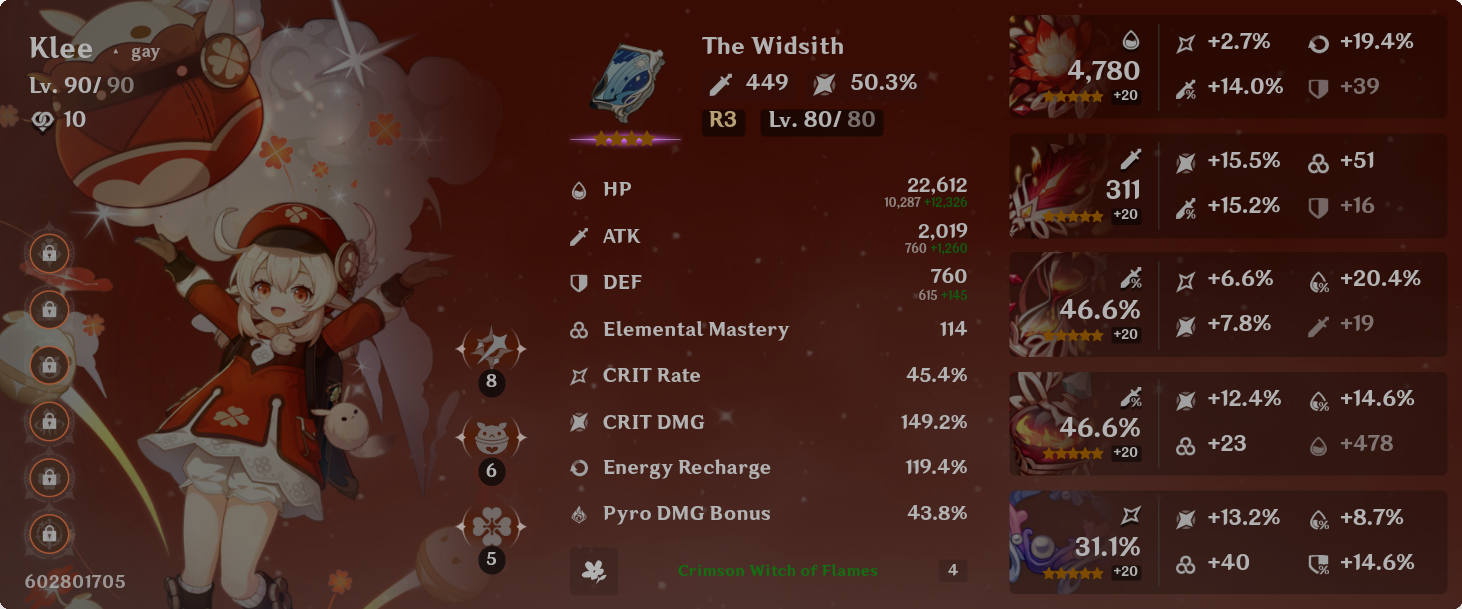 i fr dont know how to build her, tho im farming for a pyro dmg goblet ...