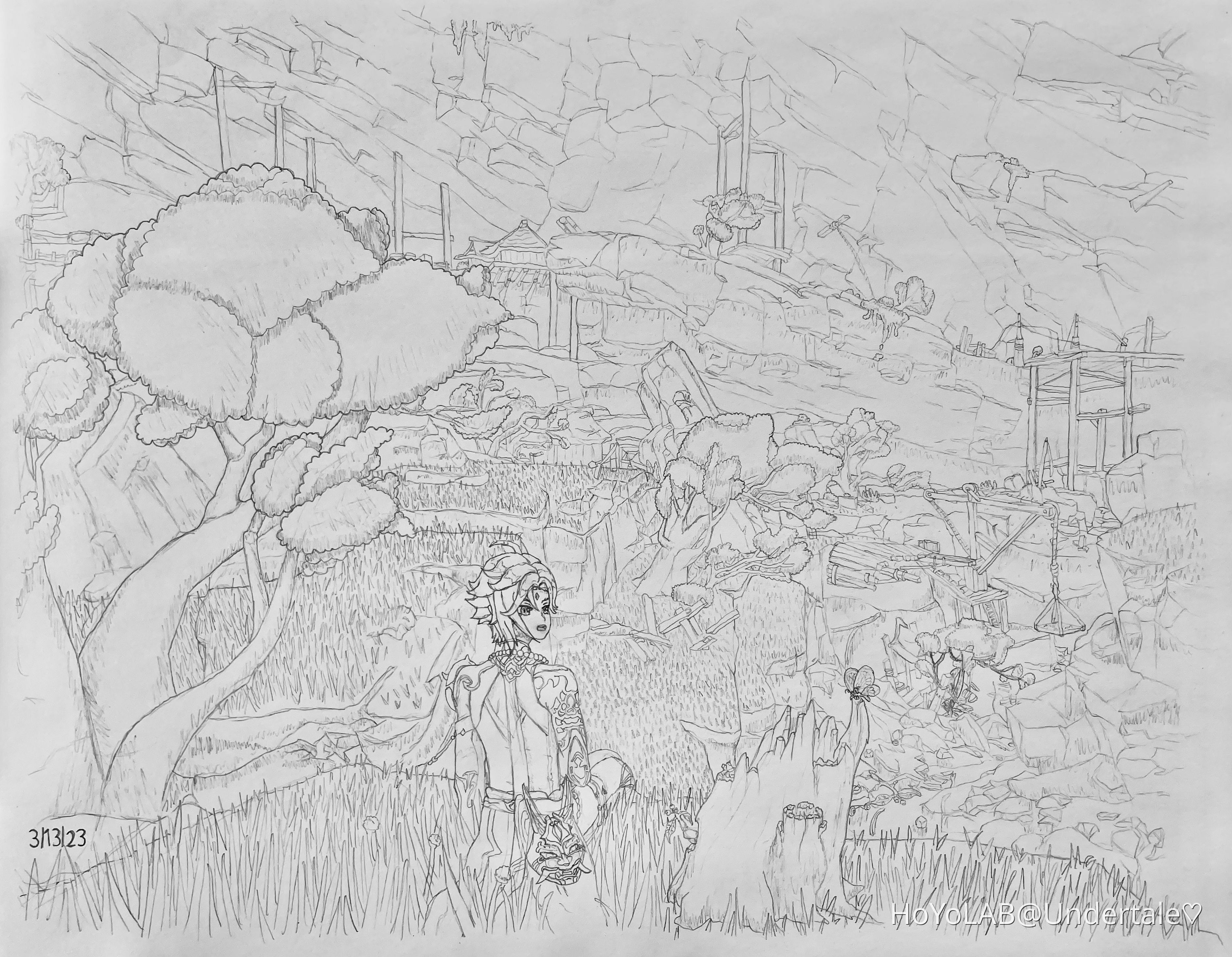 A Full BG Sketch of The Chasm, with Xiao!! Genshin Impact | HoYoLAB