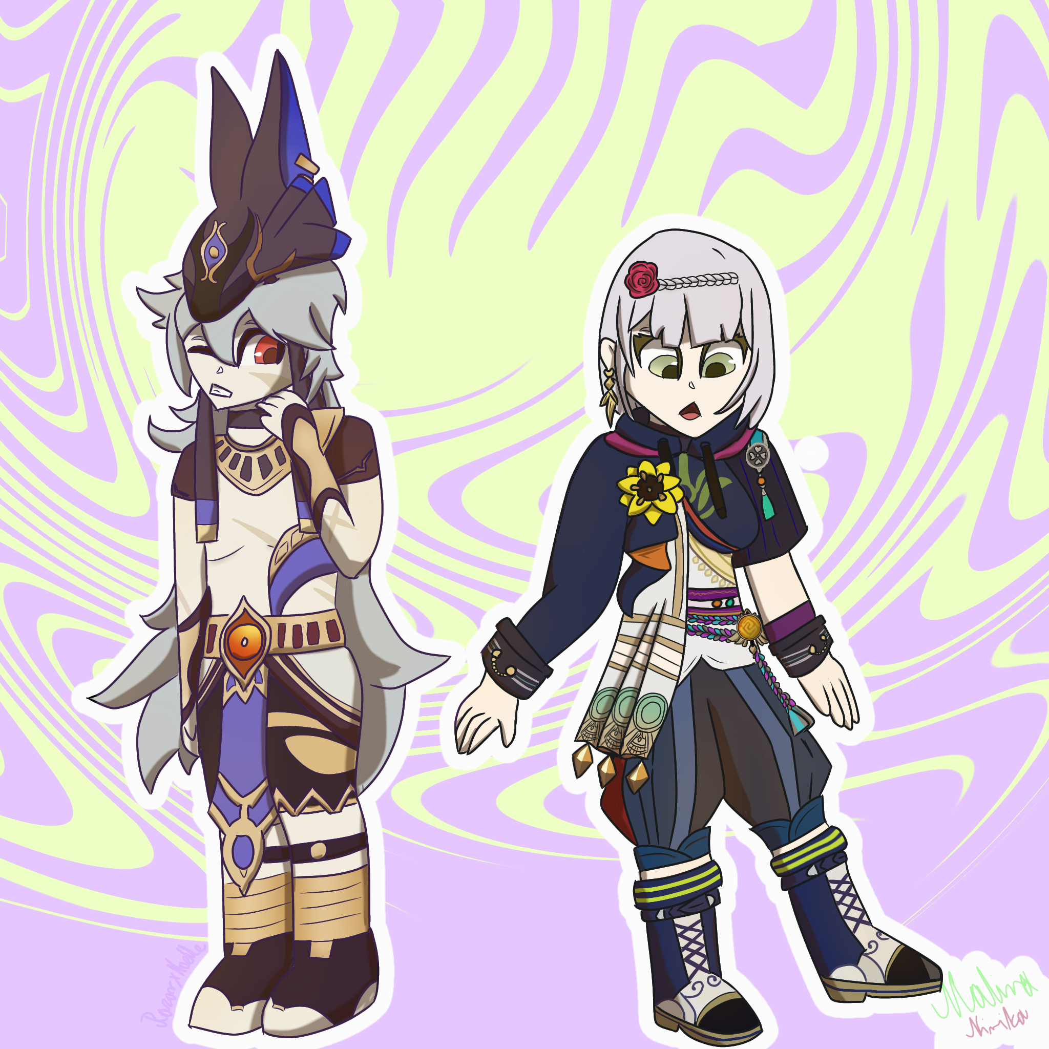 Noelle and Razor wearing Cyno and Tighnari's clothes Genshin Impact ...