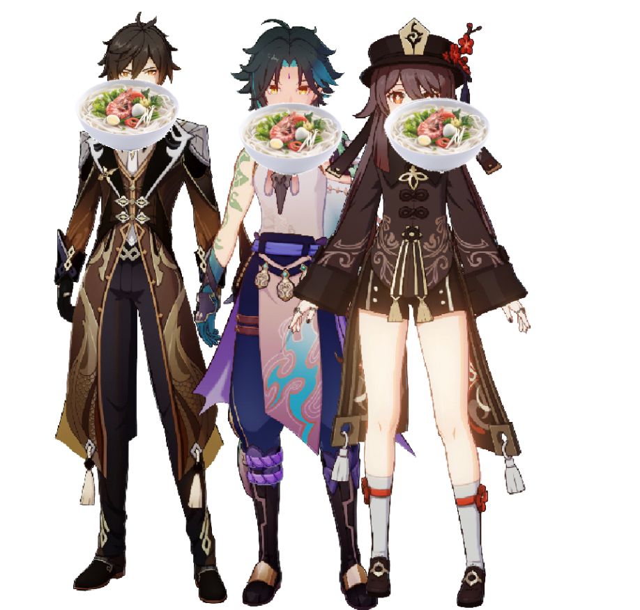 Zhongli eating with hu tao and xiao Genshin Impact | HoYoLAB