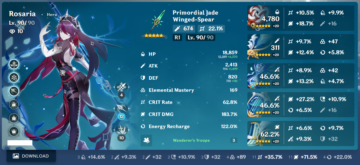 Rosaria build for CatnoodleZ Genshin Impact | HoYoLAB