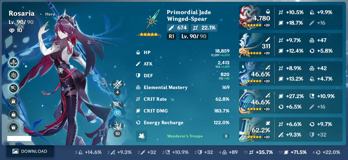 Rosaria build for CatnoodleZ Genshin Impact | HoYoLAB