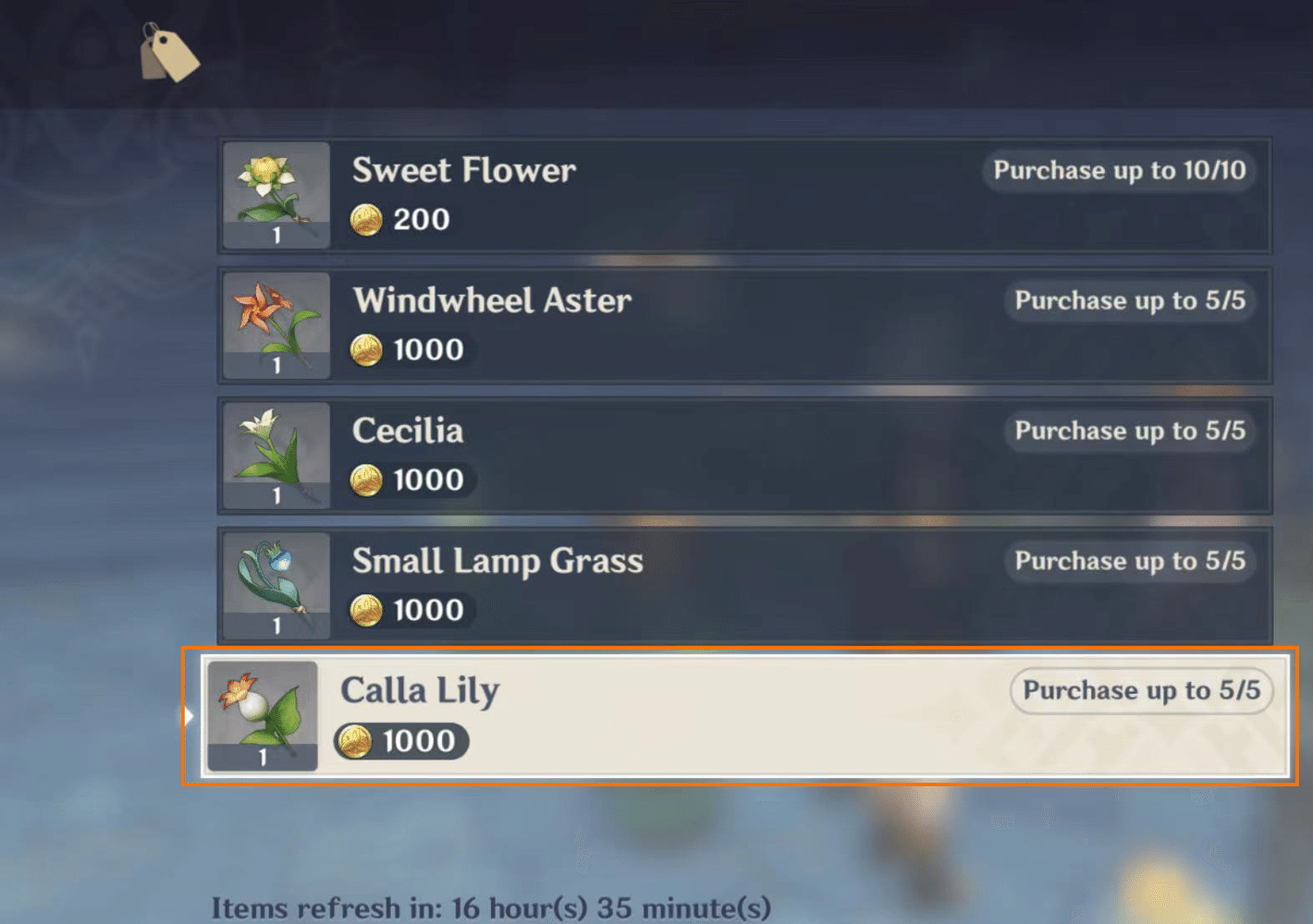 "Calla Lily" ×54 Fast Collection Guide Genshin Impact | HoYoLAB