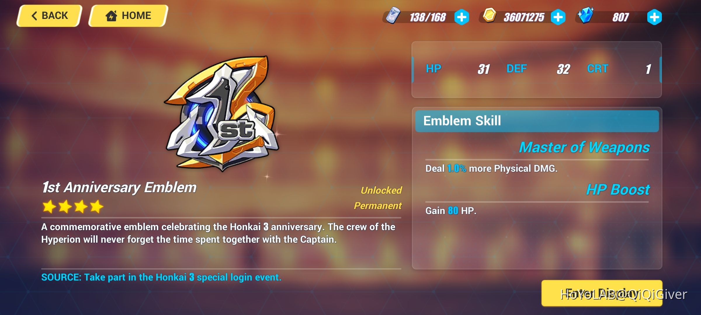 emblem collection Honkai Impact 3rd | HoYoLAB