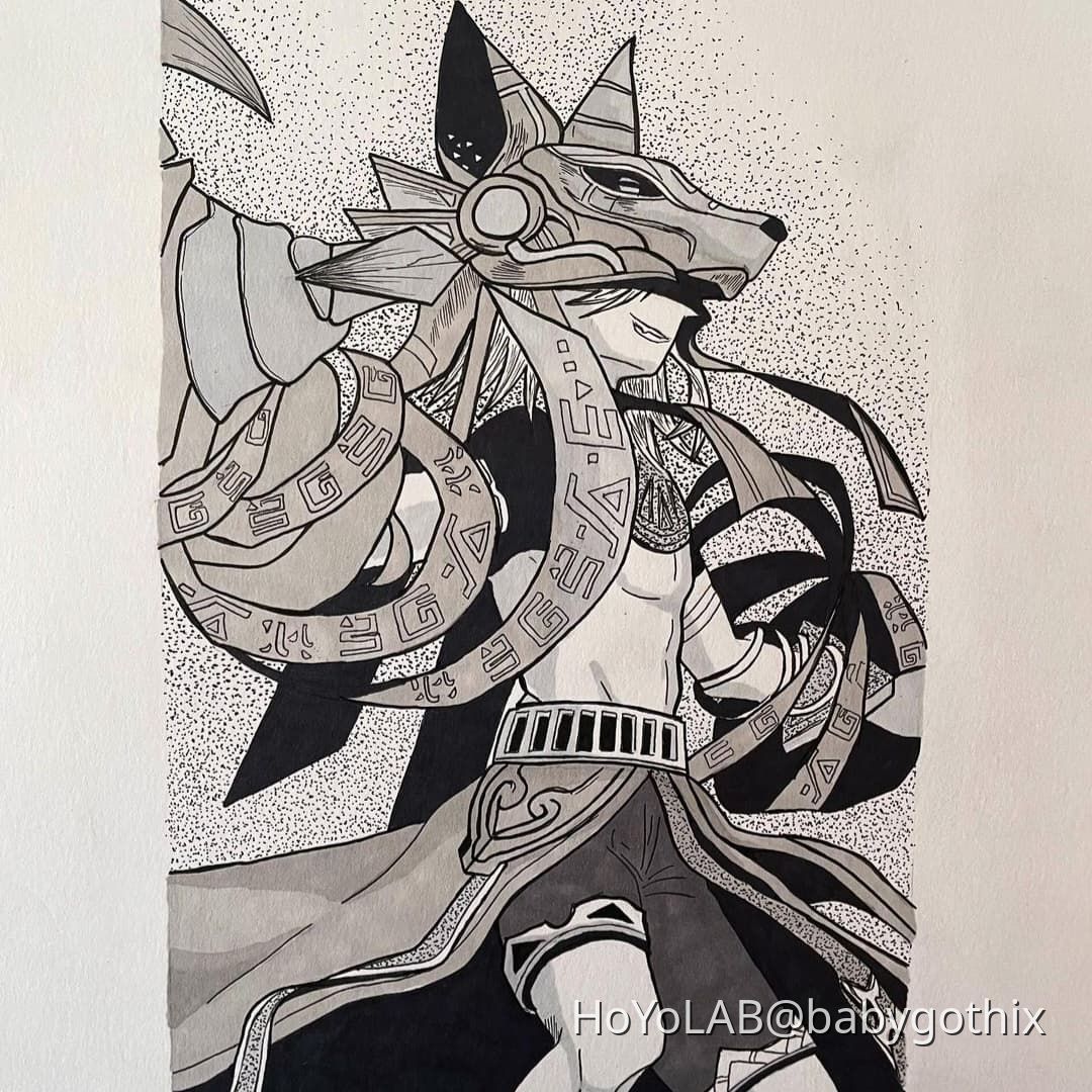 A drawing of Cyno my boyfriend did for my birthday owo Genshin Impact ...