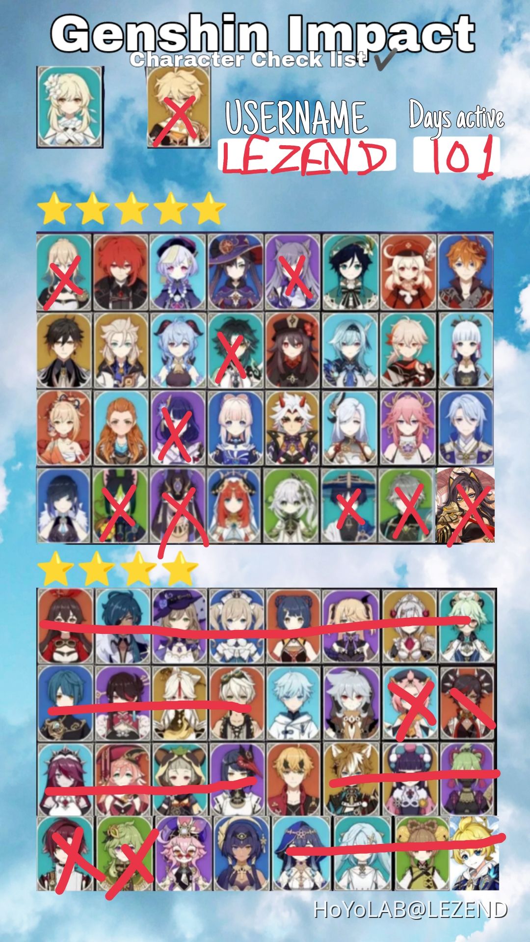 Genshin Impact Character Check list Genshin Impact | HoYoLAB