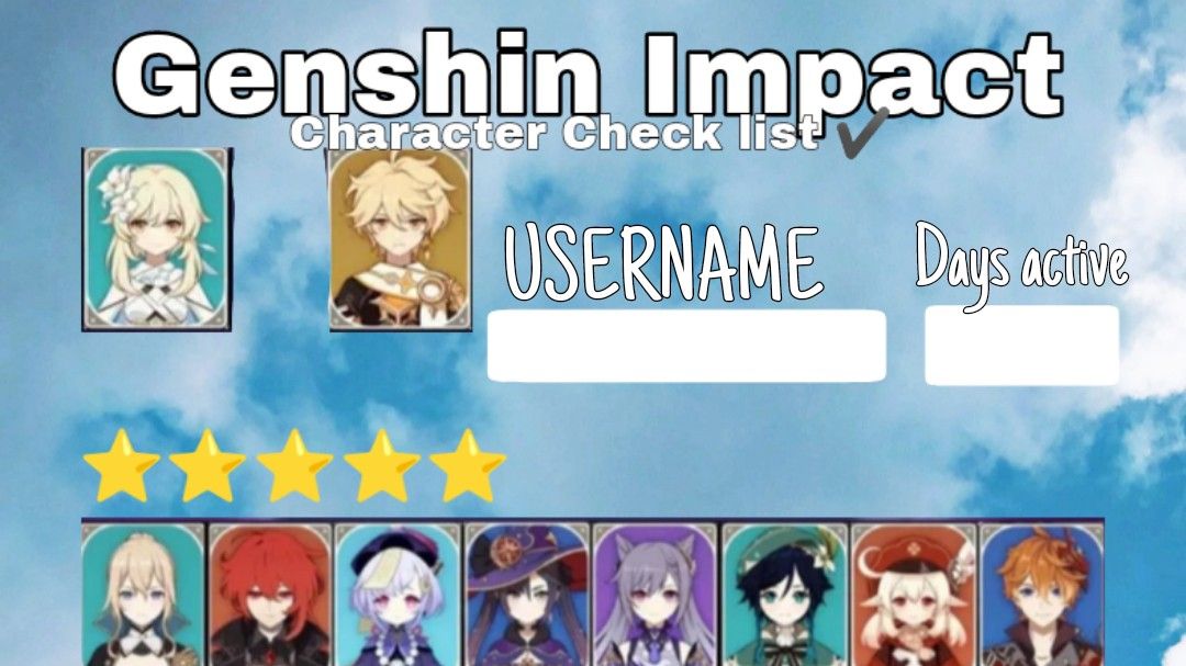Genshin Impact Character Check list Genshin Impact | HoYoLAB