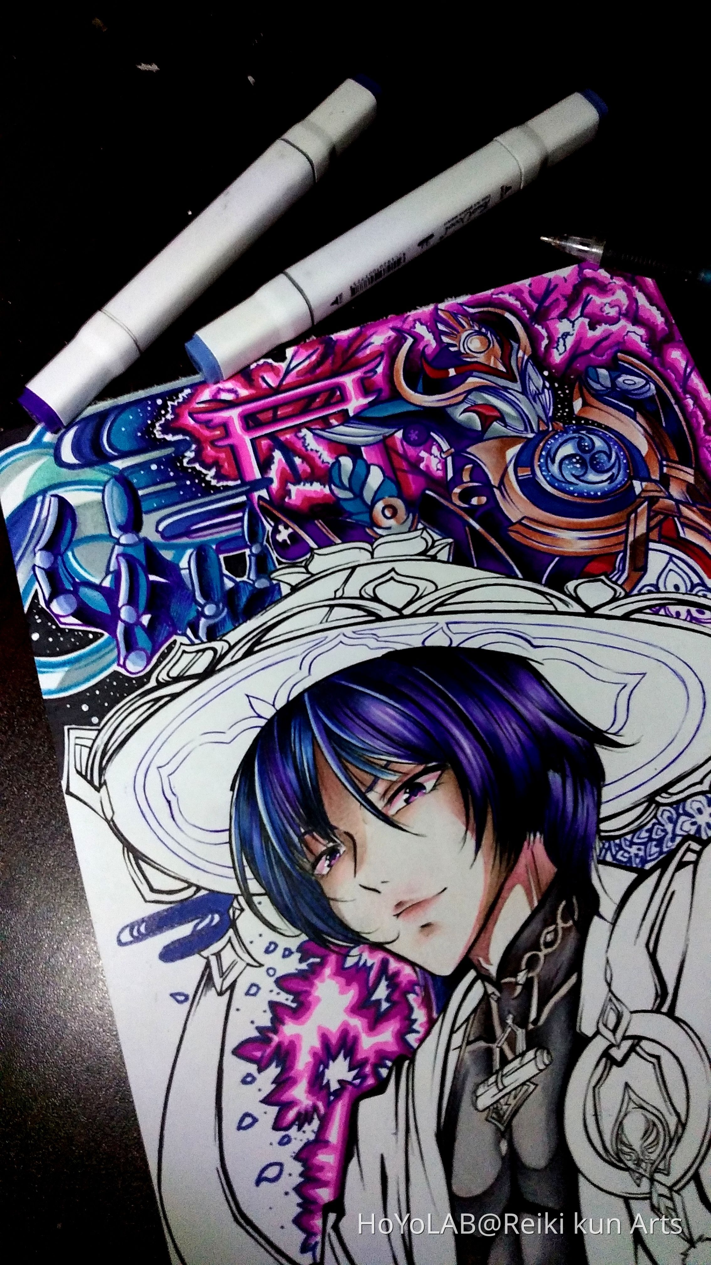 Half way done my Scaramouche Drawing, background 😴😴 ️ ️ Genshin Impact ...