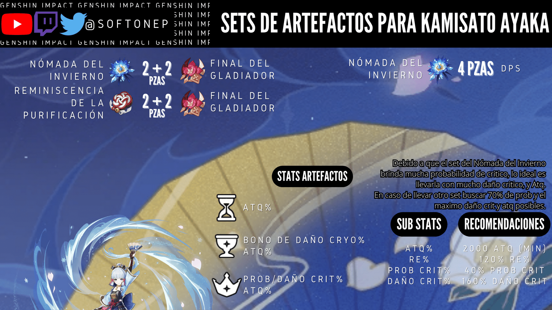 Build: Guía completa de Kamisato Ayaka [Dps] [Guía versión 3.5] | SoftoneP Genshin Impact | HoYoLAB