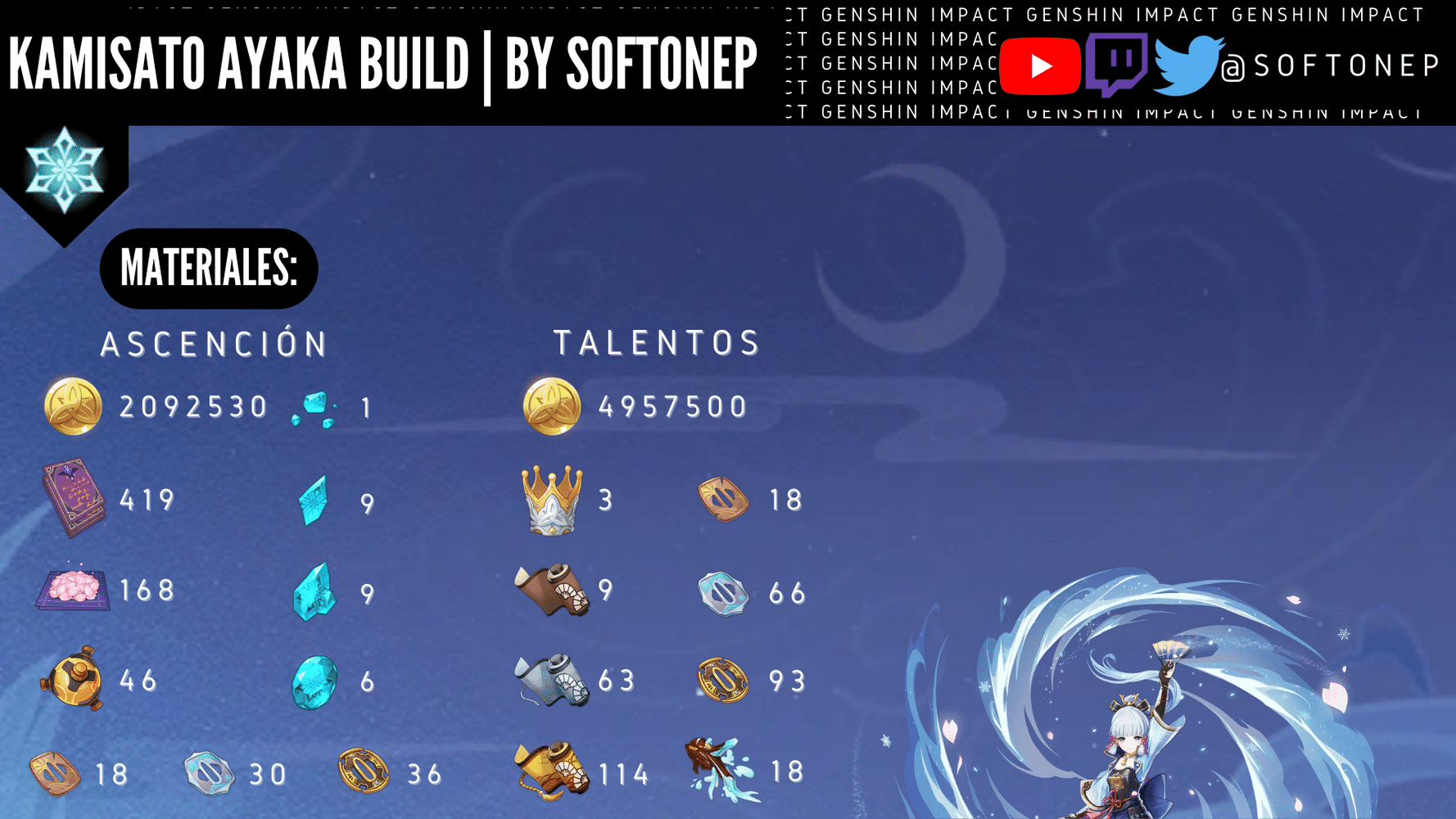 Build: Guía completa de Kamisato Ayaka [Dps] [Guía versión 3.5] | SoftoneP Genshin Impact | HoYoLAB
