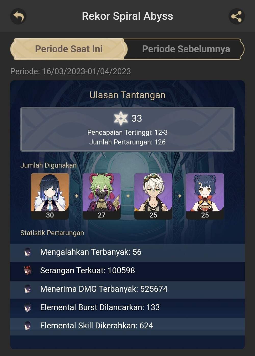 [Versi 3.5] Spiral Abyss: Determined Moon - 33 Star AR45 Genshin Impact | HoYoLAB