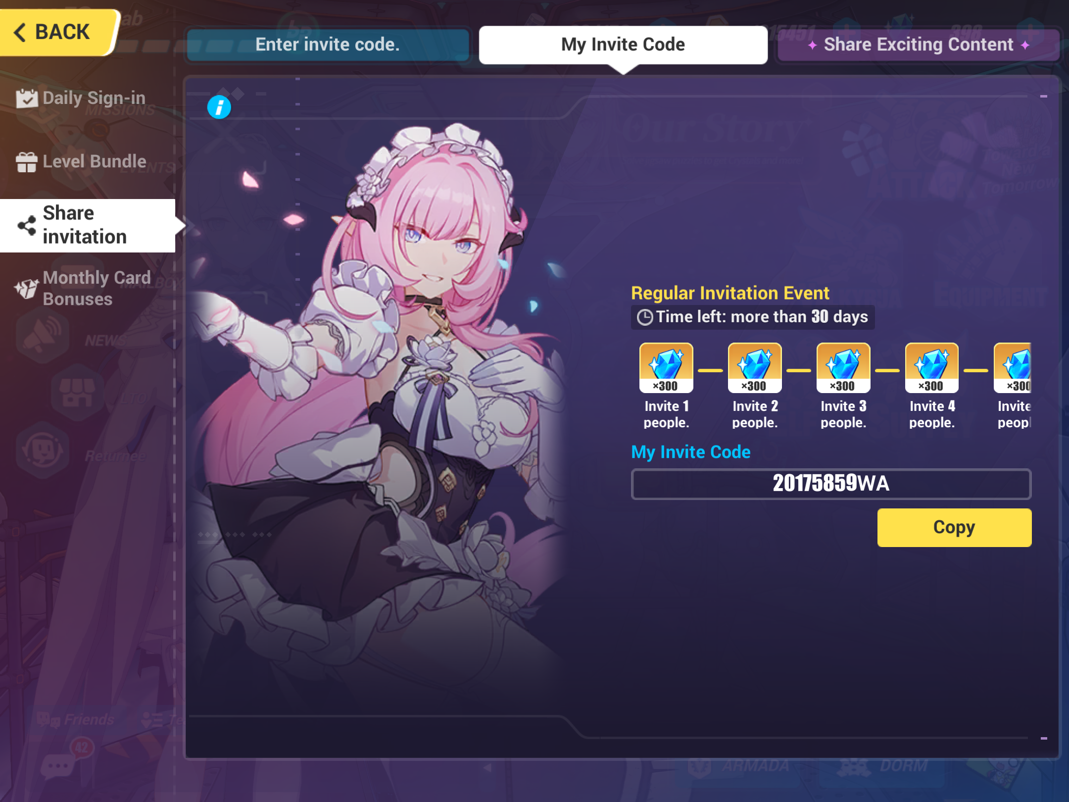 SEA - Invite Code for returne players Honkai Impact 3rd | HoYoLAB