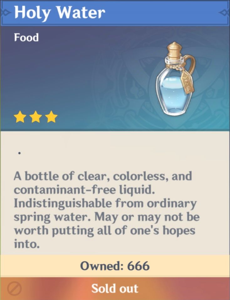 Unholy Water Genshin Impact | HoYoLAB