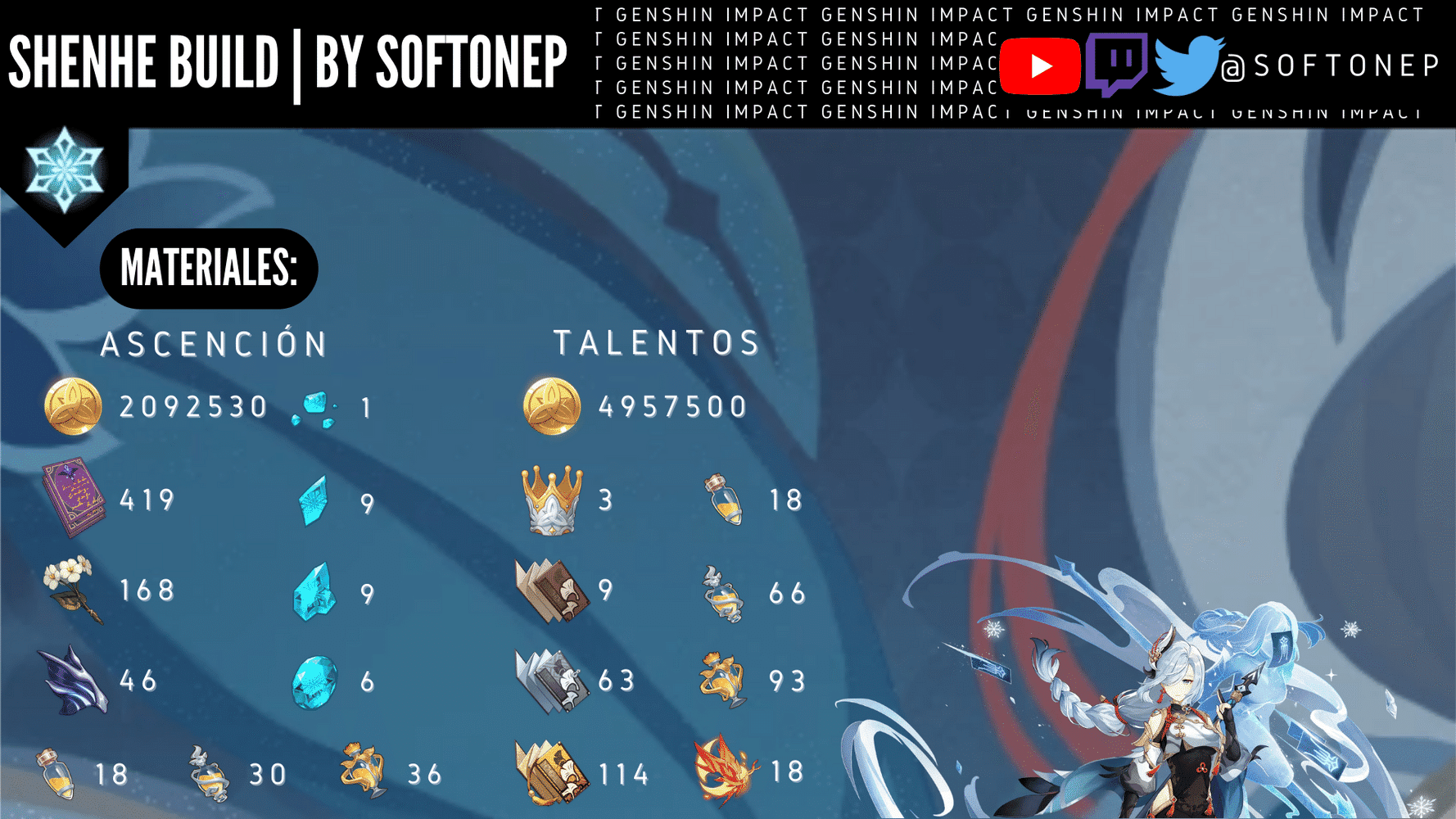 Build: Guía completa de Shenhe [Support] [Guía versión 3.5] | SoftoneP ...