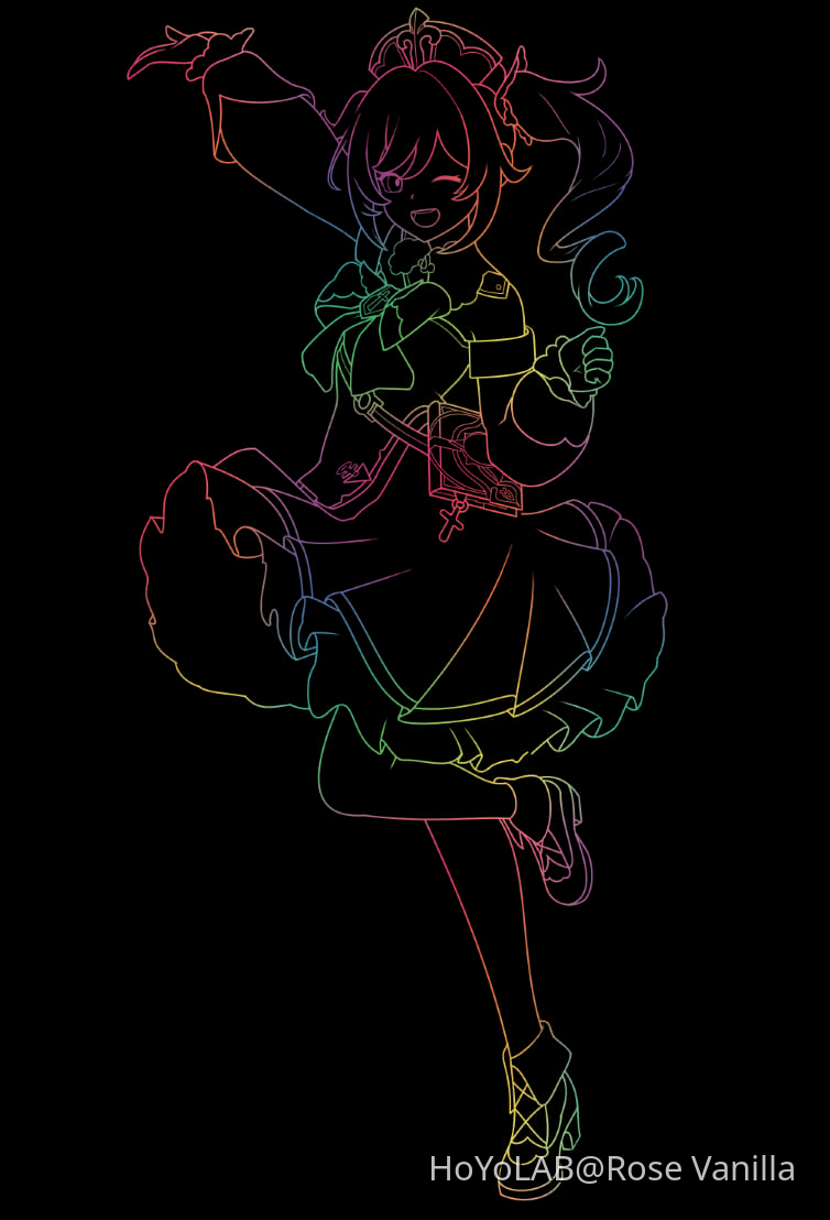 Barbara Scratch Art! (line art from google) Genshin Impact | HoYoLAB