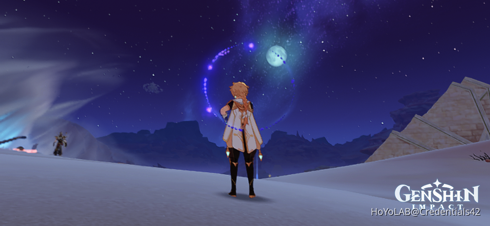 Celestia as seen from Sumerian desert. Genshin Impact | HoYoLAB