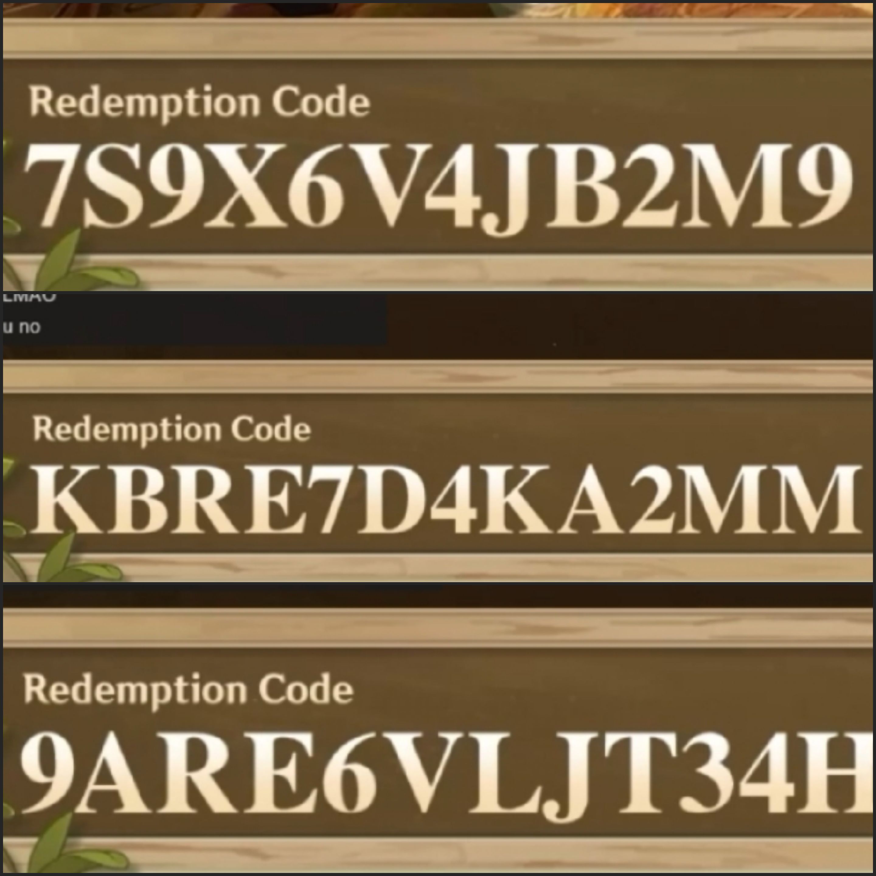 all 3 new redemption codes! enjoy (there is the typed version in ...