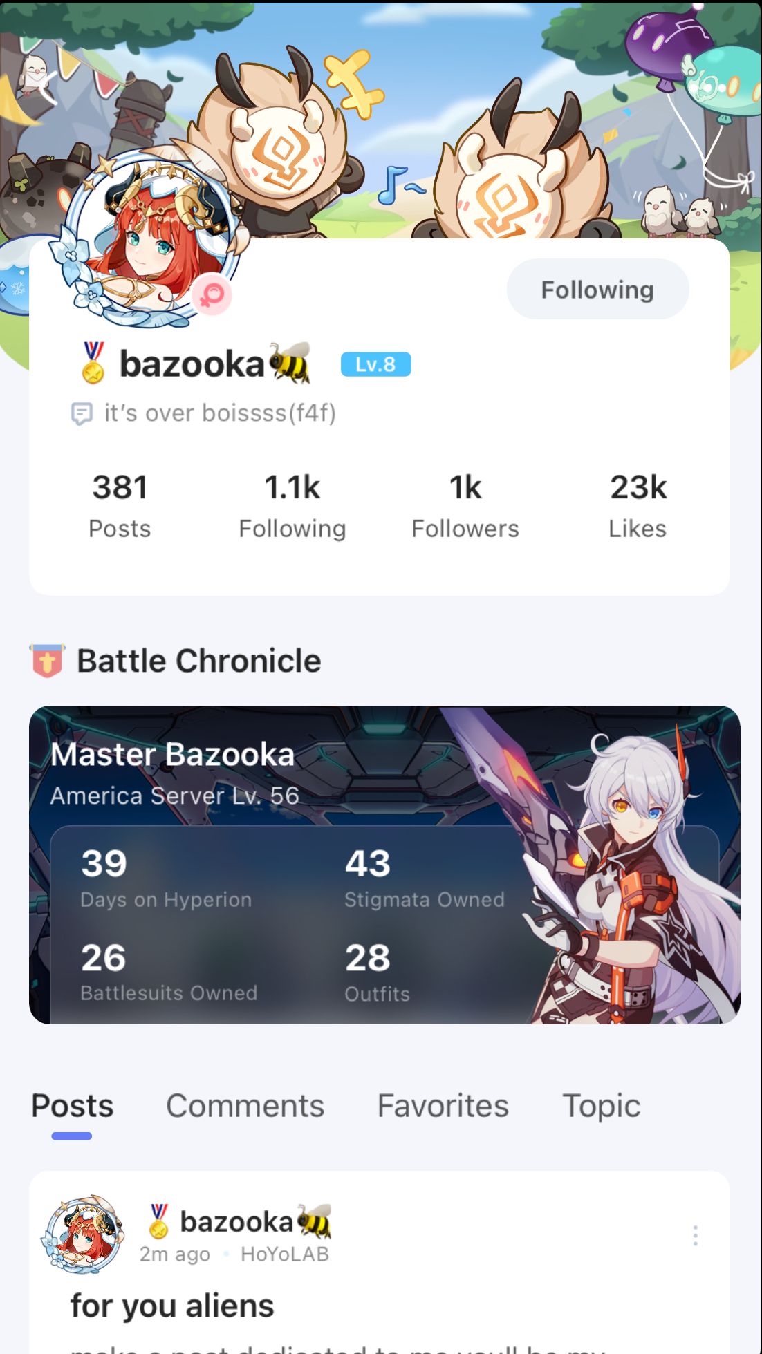 A shoutout to bazooka coz if I don’t she’s gonna go emo lmao :0 | HoYoLAB