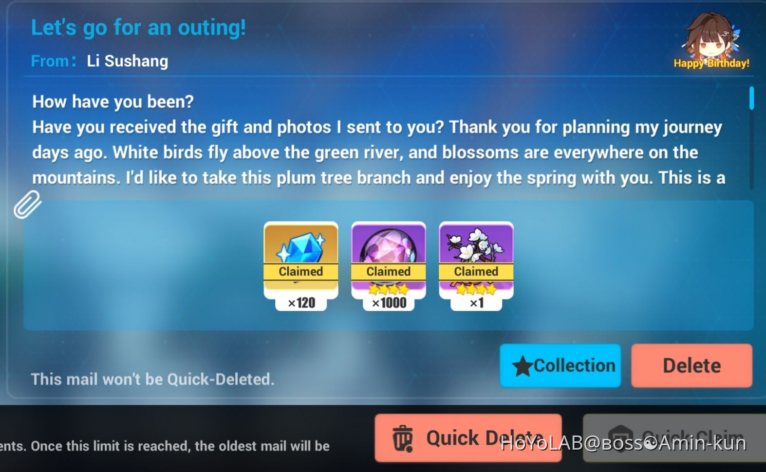 Birthday present for her (rank up Li Sushang) Honkai Impact 3rd | HoYoLAB