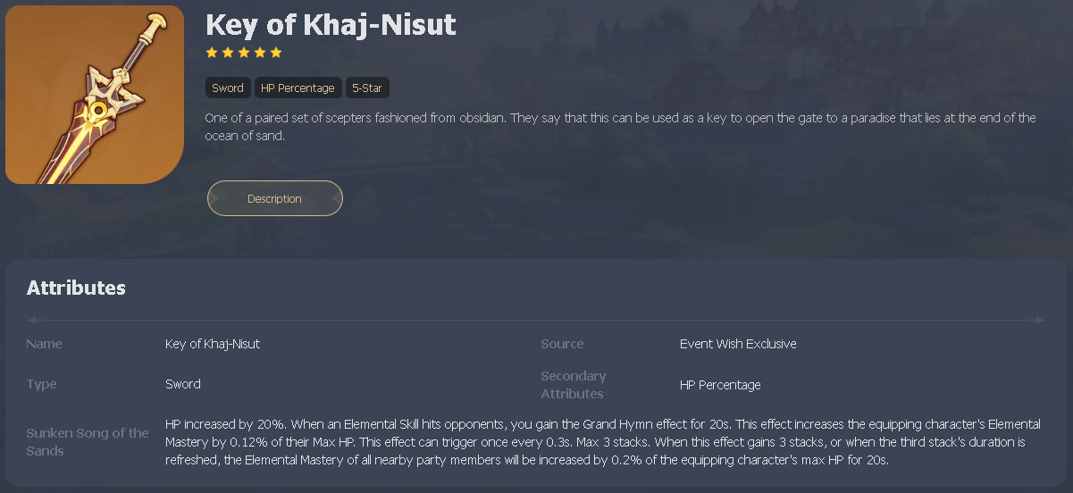 [V3.6] 5-Star Sword - Key of Khaj-Nisut Weapon Guide Genshin Impact ...