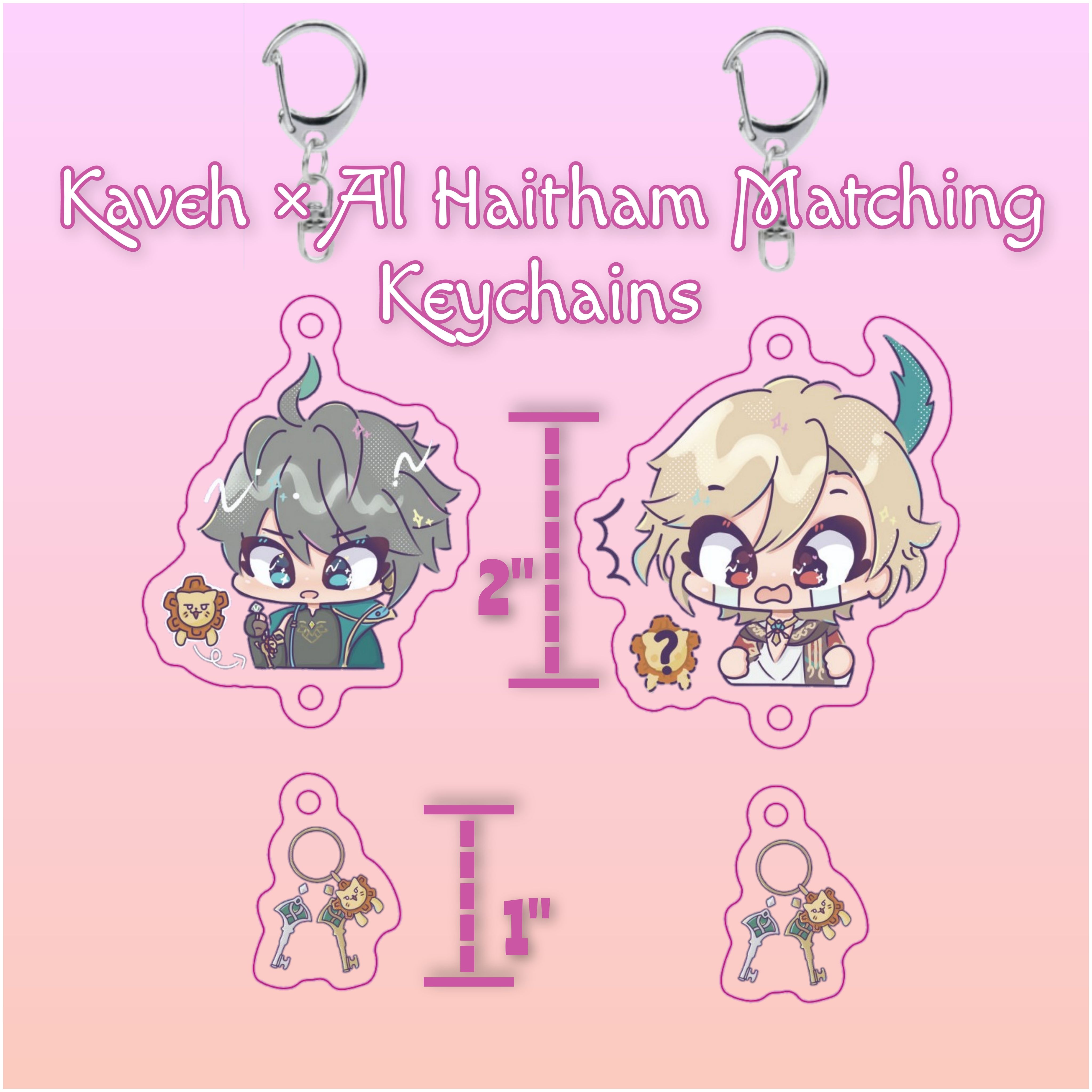 Fan Merch Kaveh × Al Haitham Matching Keychains ｡⁠*ﾟ⁠+ Genshin Impact ...