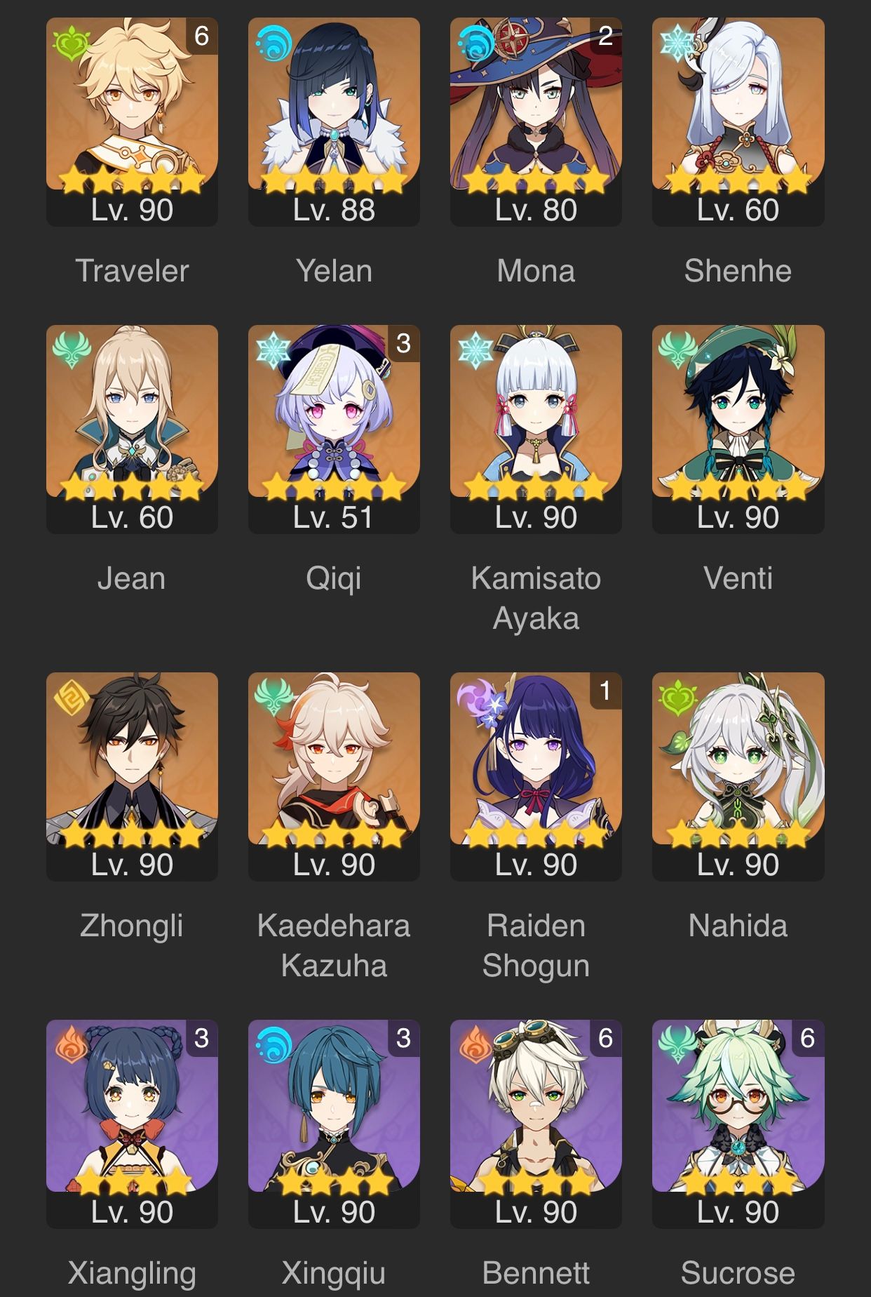 My account after a year of f2p casual playing. Guess im super lazy 🤣🤣 Genshin Impact | HoYoLAB