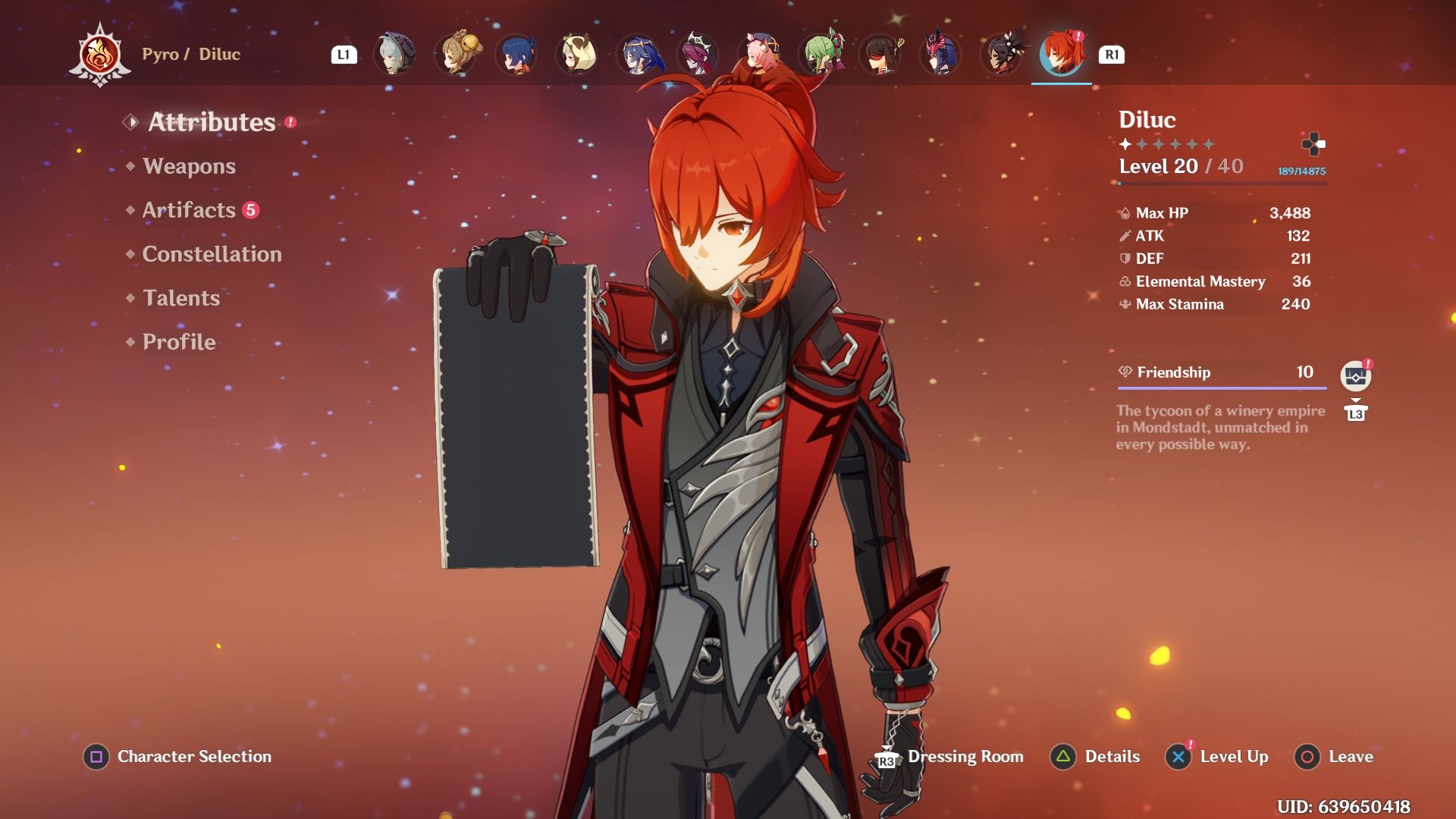 Diluc friendship 10 Genshin Impact | HoYoLAB